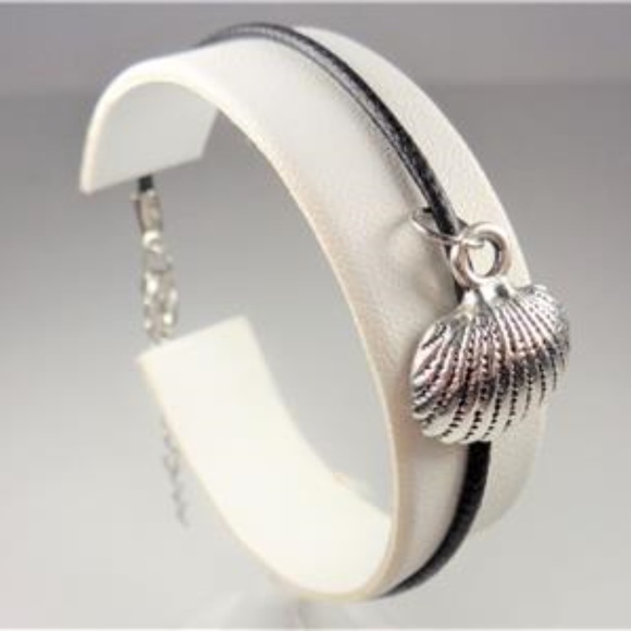 Jewelry | Nautical Sea Shell Black Leather Sea Life Bracelet | Poshmark